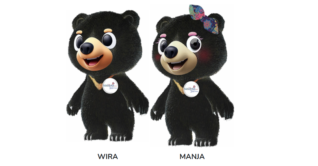 Maskot Tourism Malaysia 2026 Beruang Matahari Wira & Manja